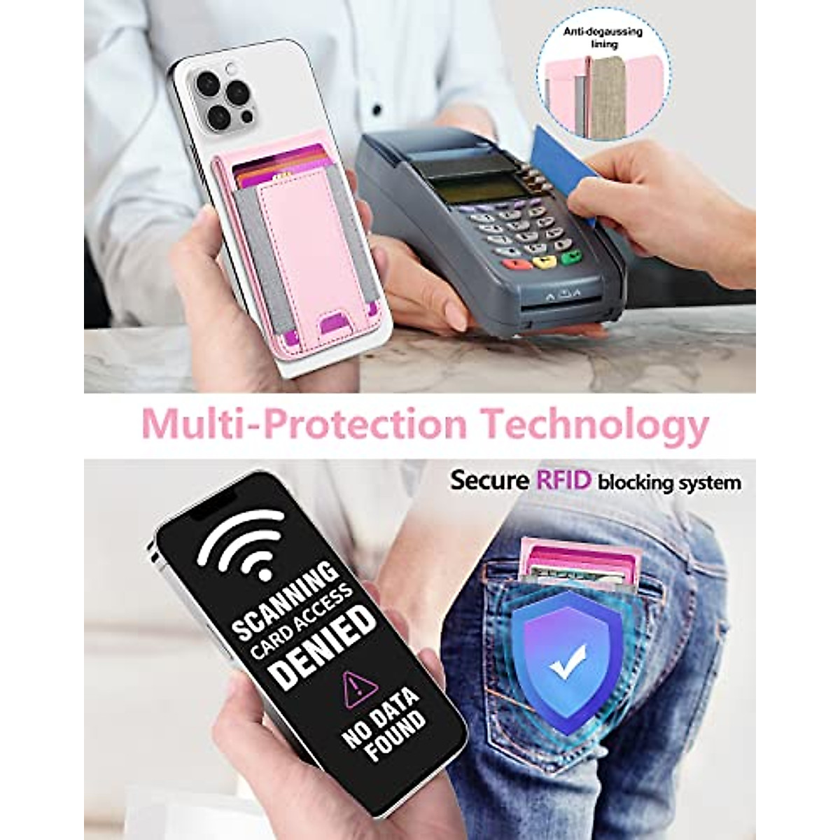 2-in-1 Magnetic Wallet, Up-grade with iPhone Wallet and Adjustable Stand, Open ID Window, Magnetic Wallet for iPhone 14 Pro Max/14 Pro/14/14 Plus/13/12 Series, 9 Cards Holder, Vegan Leather, Pink