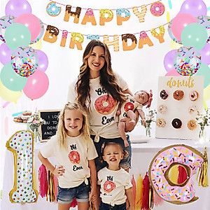 Sweet One Donut Birthday Party Decorations for Girls Donut 1st Birthday Pink Macaron Pastel Balloon Garland Arch Kit for Doughnut 1st Birthday Party Decor with Happy Birthday Banner