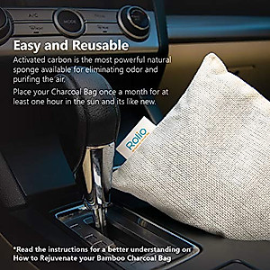 Rolio - Bamboo Charcoal Air Purifying Bag - Odor and Moisture Absorber for Home, Car, Closet, Bathroom, Litter Box, Shoes - Activated Charcoal Air Freshener
