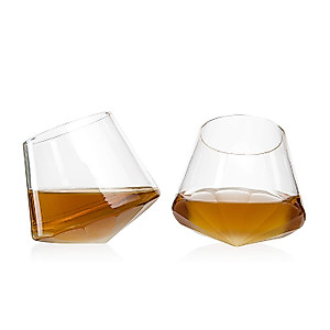 The Wine Savant Diamond Whiskey Decanter l With 2 Diamond Glasses Decanter Set, Diamond Wine Glass Holding Base With 2 Diamond Glasses Liquor, Scotch, Rum, Bourbon, Vodka, Tequila