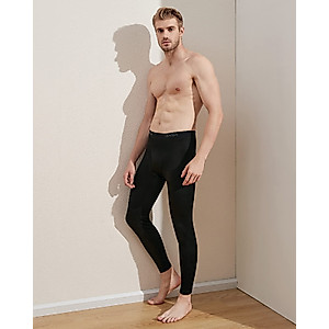 LAPASA Men's Thermal Underwear Bottom Long Johns Pants Fleece Lined Base Layer Lightweight Stretchy Cold Weather Winter Thermoflux 300 Extra Warm M25 Medium Black