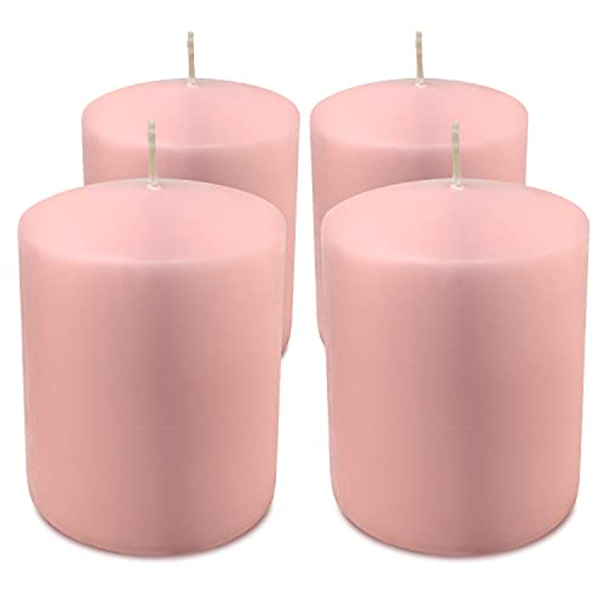 Hyoola Light Pink Pillar Candles 2x3 Inch - 4 Pack Unscented Pillar Candles Bulk - European Made