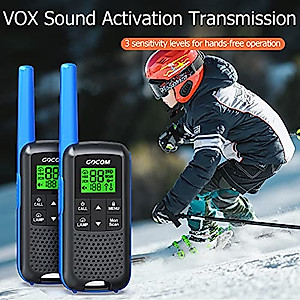 Walkie Talkies - GOCOM G600 FRS Two Way Radio for Adults 2W Long Range Walkie Talkie Rechargeable, VOX Scan, NOAA & Weather Alerts, LED Lamplight 2 Pack Hand held radios