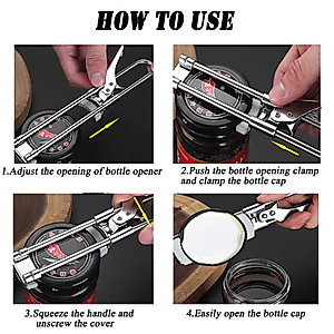 Adjustable Jar opener & Bottle Opener, Multifunctional Stainless Steel Manual Jar Bottle Can Opener, Easy-open Lid Seal Remover Kitchen Accessories