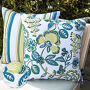 Phantoscope Pack of 2 Outdoor Indoor Throw Pillow Covers Decorative Waterproof Outdoor Pillows Patio Pillows Cushion Case for Couch Tent Park, Off White 18 x 18 Inches