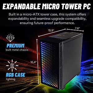 Empowered PC Continuum Micro Gaming Desktop - NVIDIA GeForce RTX 3070 (> 4060 Ti), AMD 6-Core Ryzen 5 5500 Processor, 16GB RAM, 512GB NVMe SSD, WiFi, Windows 11 Home - RGB Gamer Computer