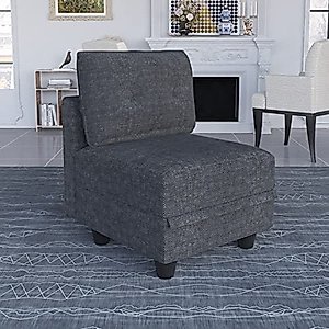 LLappuil Modular Sofa Middle Module with Storage for Customizable Sectional Sofa, Couch Accent Armless Chair, Black