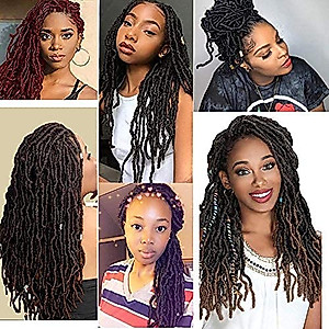 7Packs New Faux Locs 24 Inch Crochet Hair Soft Locs Curly Wavy Pre-Looped Faux Locs Goddess Synthetic Fiber Hair Extensions (24Inch,1B)