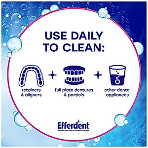 Efferdent Retainer Cleaning Tablets, Denture Cleanser Tablets for Dental Appliances, Complete Clean, 102 Tablets