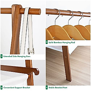 Jotsport Bamboo Clothing Rack Foldable Clothes Hanging Stand with Cloth Storage Bag for Laundry, Bedroom, Guest Room, Entryway, Dressing Room