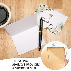 BYBOUS 25 Pack Thank You Cards with Envelope & Stickers, 4 * 6in Watercolor Cross Flower Blank Inside Thank You Card for Baptism, Wedding, Funeral, Bridal Shower, Baby Shower, Communion