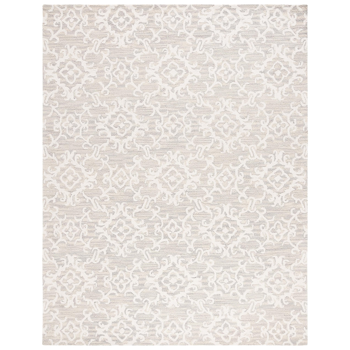 SAFAVIEH Blossom Collection Area Rug - 8' x 10', Grey & Ivory, Handmade Wool, Ideal for High Traffic Areas in Living Room, Bedroom (BLM104A)