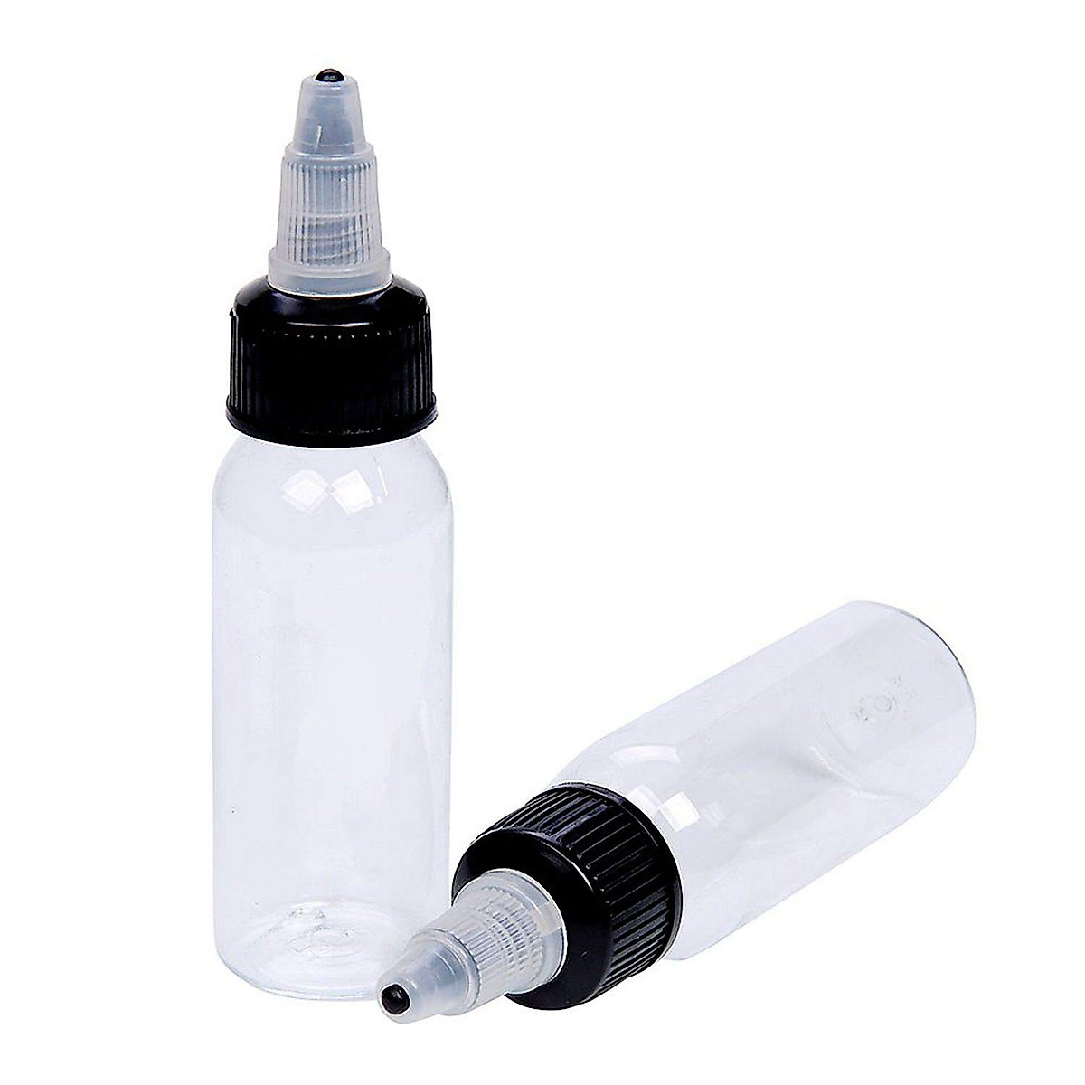 DOWEI 1oz Empty Ink Bottles,12pcs 1oz Twist Cap Plastic Clear Transparent Pigment Container Accessories Twist Top Bottle 1oz,30ml Squeeze Bottles (30ML 12PCS)