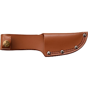 Elk Ridge - Outdoors OUTSKIRT Fixed Blade Knife - 8.25-in Overall, Satin Finish Stainless Steel Gut Hook Blade, Stacked Leather Handle, Includes Leather Sheath, Hunting, Camping, EDC - ER-200-29LBR