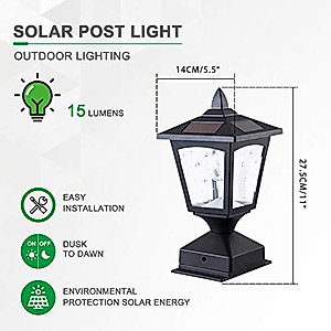 Chason Solar Post Lights Outdoor,Post Lantern with Mount Base,Waterproof Post Cap Light for Fence Deck, Garden,Landscape, 4×4 or 6×6 Posts (Pack of 2)