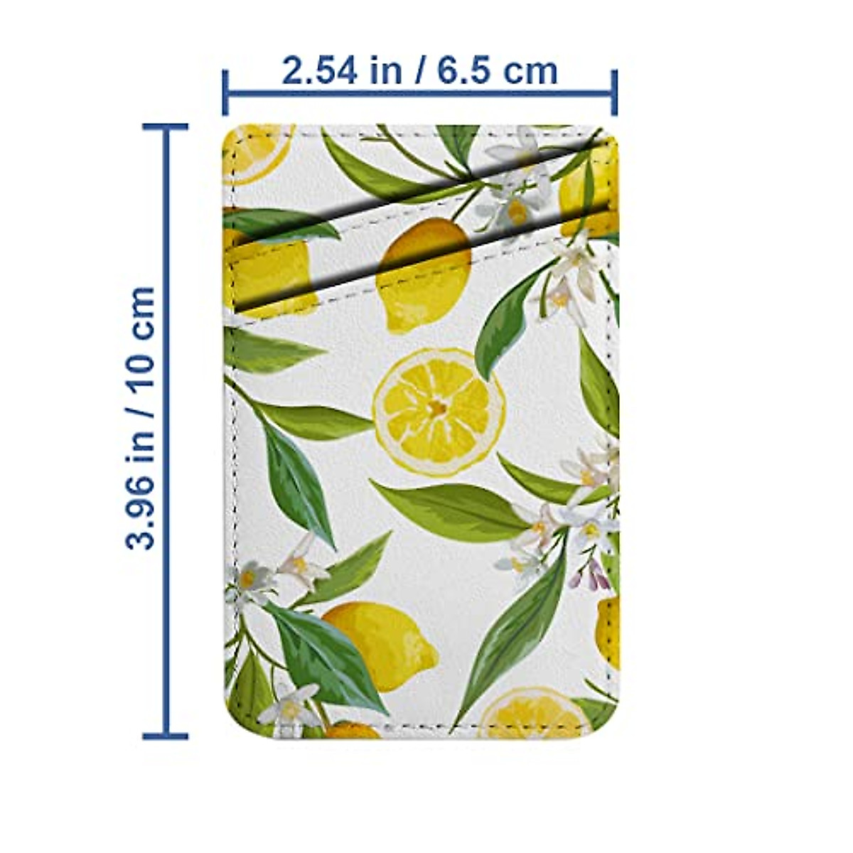 Diascia Pack of 2 - Cellphone Stick on Leather Cardholder ( Floral Lemon Fruits Pattern Pattern ) ID Credit Card Pouch Wallet Pocket Sleeve