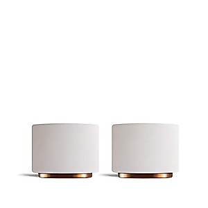 Fellow Monty Milk Art Espresso Cups - Small Double Wall Ceramic Demitasse, Matte White with Copper Base, 3 oz Cup (Set of 2)