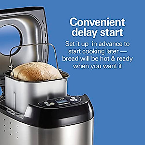 Hamilton Beach Digital Electric Bread Maker Machine Artisan and Gluten-Free, 2 lbs Capacity, 14 Settings, Black and Stainless Steel (29985)