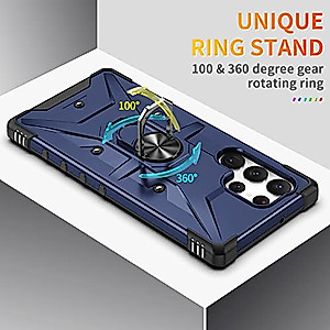 Jakeloo Cell Phone Cases, Cell Phone Holsters Cell Phone Case for Samsung Galaxy S23 Ultra 6.8"(PC+TPU) Shockproof/Ring Kickstand/Anti-wear/Fall-Resistant/Fingerprint Resistant (Blue)