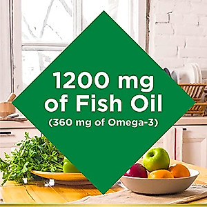 Nature’s Bounty Fish Oil 1200 mg, Twin Pack, Supports Heart Health With Omega 3 EPA & DHA, 360 Rapid Release Softgels