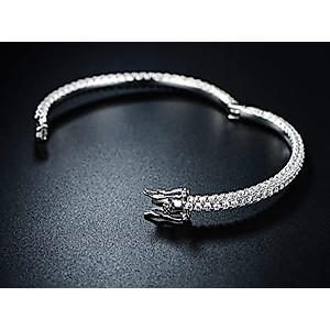 Barzel 18K Gold Plated Crystal Bling Eternity Bangle Bracelet (Silver)