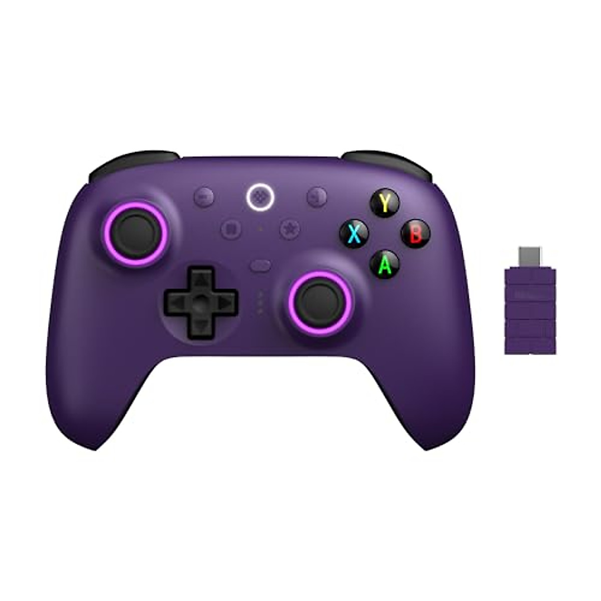 8BitDo Ultimate 2 Wireless Controller for Windows & Android, Gaming Controller with TMR Joysticks, Switchable Hall Effect/Tactile Triggers, RGB Fire Ring, 8Speed Wireless Tech, Purple