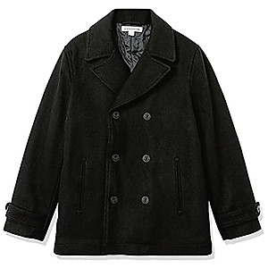 Amazon Essentials Men's Double-Breasted Heavyweight Wool Blend Peacoat, Black, XX-Large