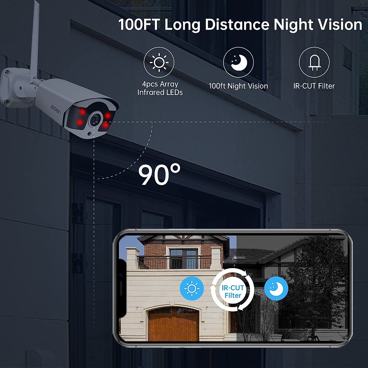 JOOAN 【Audio & 3MP】 Security Camera System Wireless,8 Channel NVR & 8pcs 1296P Bullet Cameras, IP67 Weatherproof,AI Human Motion Alert with 1TB Hard Drive,Free Extension Antenna