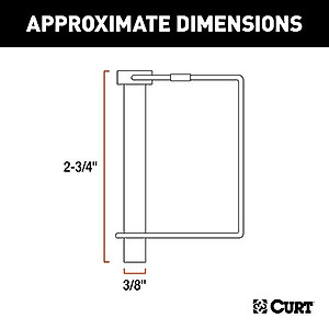 CURT 28279 Trailer Coupler Pin, 3/8-Inch Diameter x 2-3/4-Inch Long, Clear ZINC