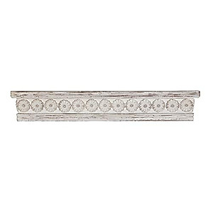 Deco 79 Wood Floral Intricate Carved 1 Shelf Wall Shelf, 36" x 5" x 6", White