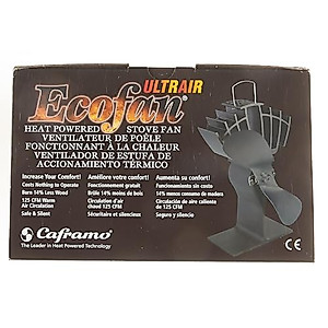 Ecofan® UltrAir, Classic Styled, Heat Powered Wood Stove Fan, 125 CFM, 810CAXBX, Mid-Sized, 7.9" Blade, Black