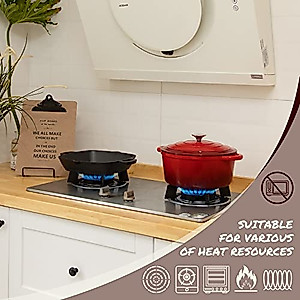 Overmont 5.5QT Enameled Cast Iron Dutch Oven with Lid Cookbook & Cotton Heat-resistant Cap, Heavy-Duty Casserole with Dual handles for Braising, Stews, Roasting, Bread Baking