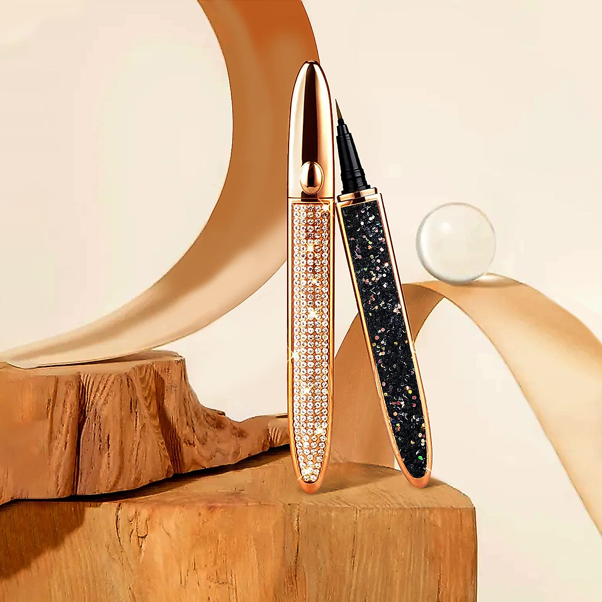 NewBang 3 Pcs Liquid Eyeliner Pen, Upgraded Self-adhesive Long-Lasting Waterproof Eyelash Glue Pen, Non Magnetic, No Blooming Quick Drying Eye Liner for Wear Normal False Eyelashes(Black , Brown