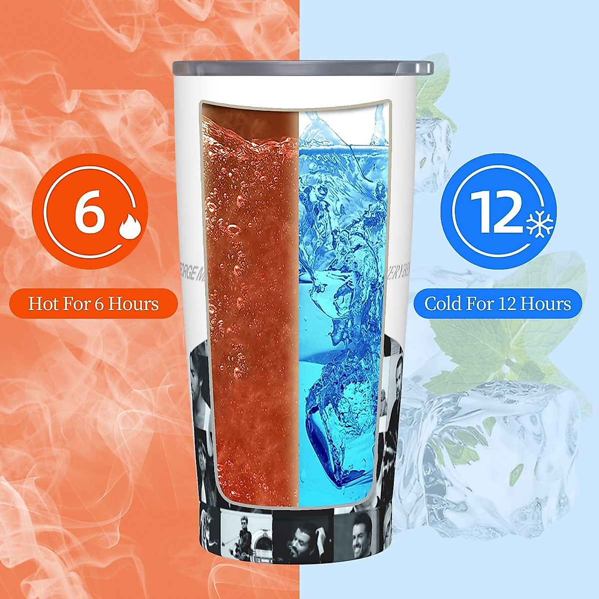 DFAGGQL George Music Michael Stainless Steel Insulated Tumbler Coffee Mug Water Cup Vacuum Bottle with Straw and Lid 20 oz