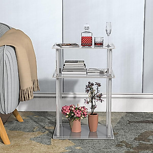 JAZORR Acrylic Side Table, 3 Tier Clear Nightstand, Clear End Table, Acrylic Tall Side Table, Small Place Transparent Furniture Decorative for Bedside Frame, Sofa, Living Room, Bedroom