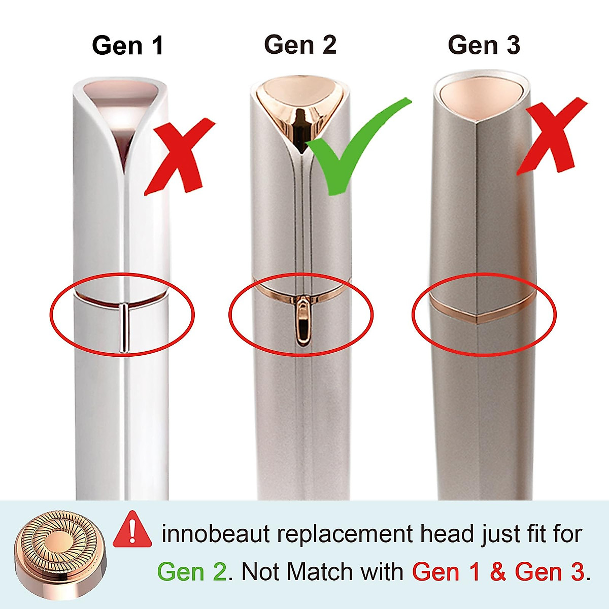 Generation 2 Replacement Heads for Flawless Finishing Touch Hair Removal Tool for Women, Double Ring Blades for Gen 2 Device Old Flawless, 6 Count