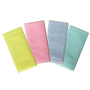 Premium Exfoliating Washcloth Towel(4 Color) Korean Loofah Bath Sponge Long Back Scrubber African Bath Sponge African Long Net for Shower/It Becomes Softer as You use.by NOPIGO