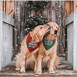 Dog Plaid Christmas Bandana 3 Pack, Holiday Dog Bandana for Xmas Dog Puppy Costume Decorations