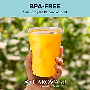 [200 COUNT]HAKOWARE by Harvest Pack 16 oz Ultra Clear Plastic Cold Cups, Disposable Wedding Party Drinking Cups Tumblers, Iced Coffee Beer Juice Cold Beverage