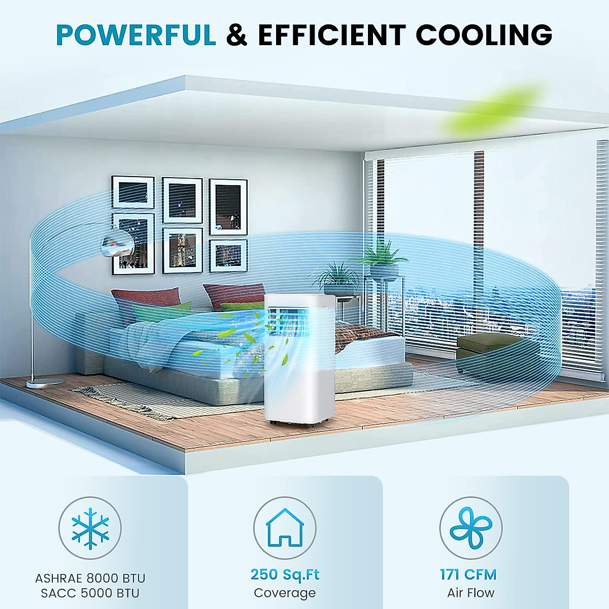 PETSITE 8000 BTU Portable Air Conditioner, 3 in 1 AC Cooling Unit with Remote Control, Dehumidifier, Sleep Mode, Window Kit, Personal AC Unit for Bedroom