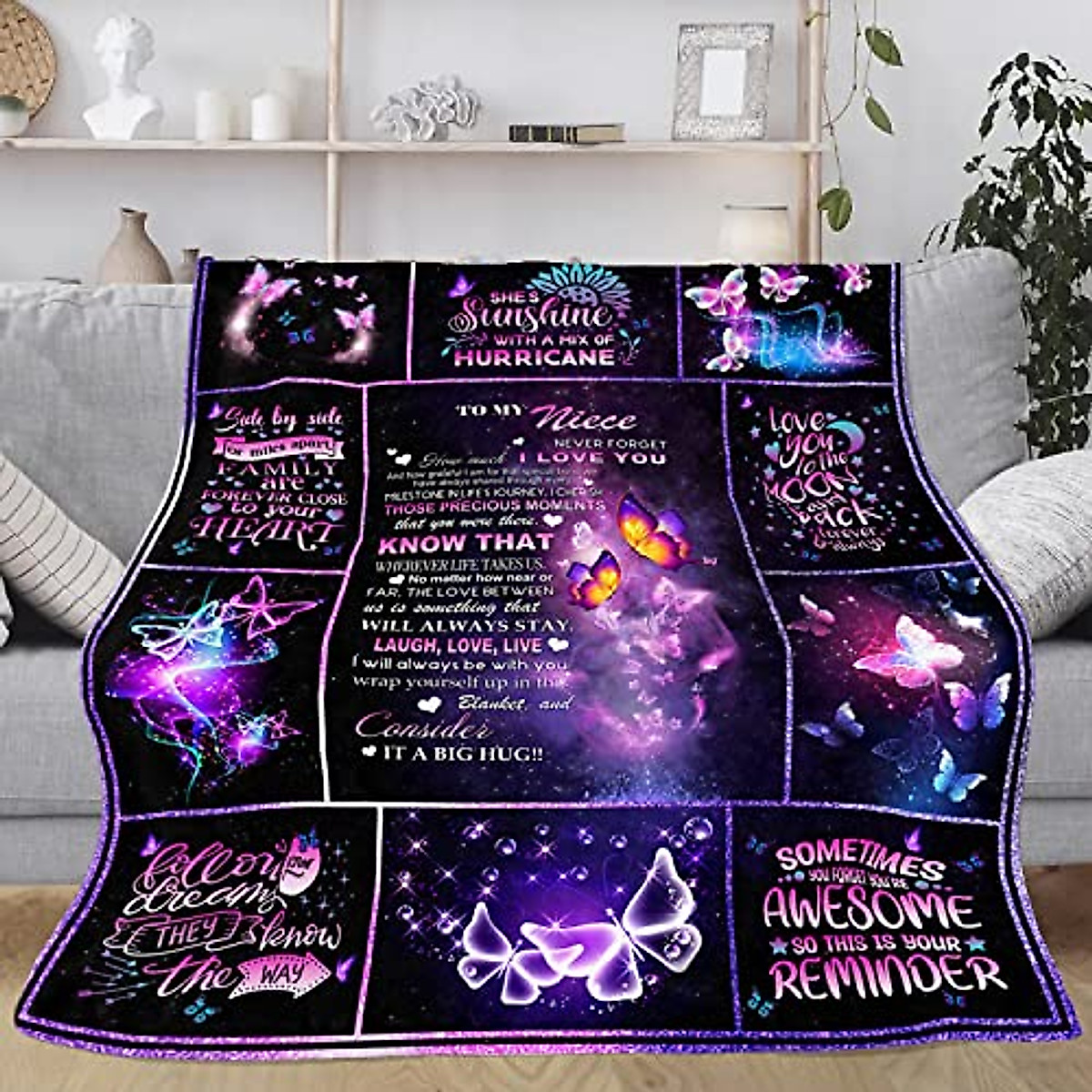 Zlomjro Niece Gifts from Auntie, Niece Gifts Blanket, Gifts for Niece from Aunt, Niece Birthday Gifts, Niece Gifts from Aunt, Graduation Gifts for Niece Throw Blanket 50"x60"