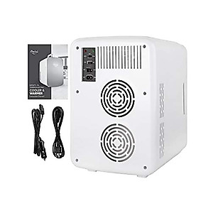 Cooluli 10L Mini Fridge for Bedroom - Car, Office Desk & College Dorm Room - 12v Portable Cooler & Warmer for Food, Drinks, Skincare, Beauty & Makeup - AC/DC Small Refrigerator with Glass Front, Gold