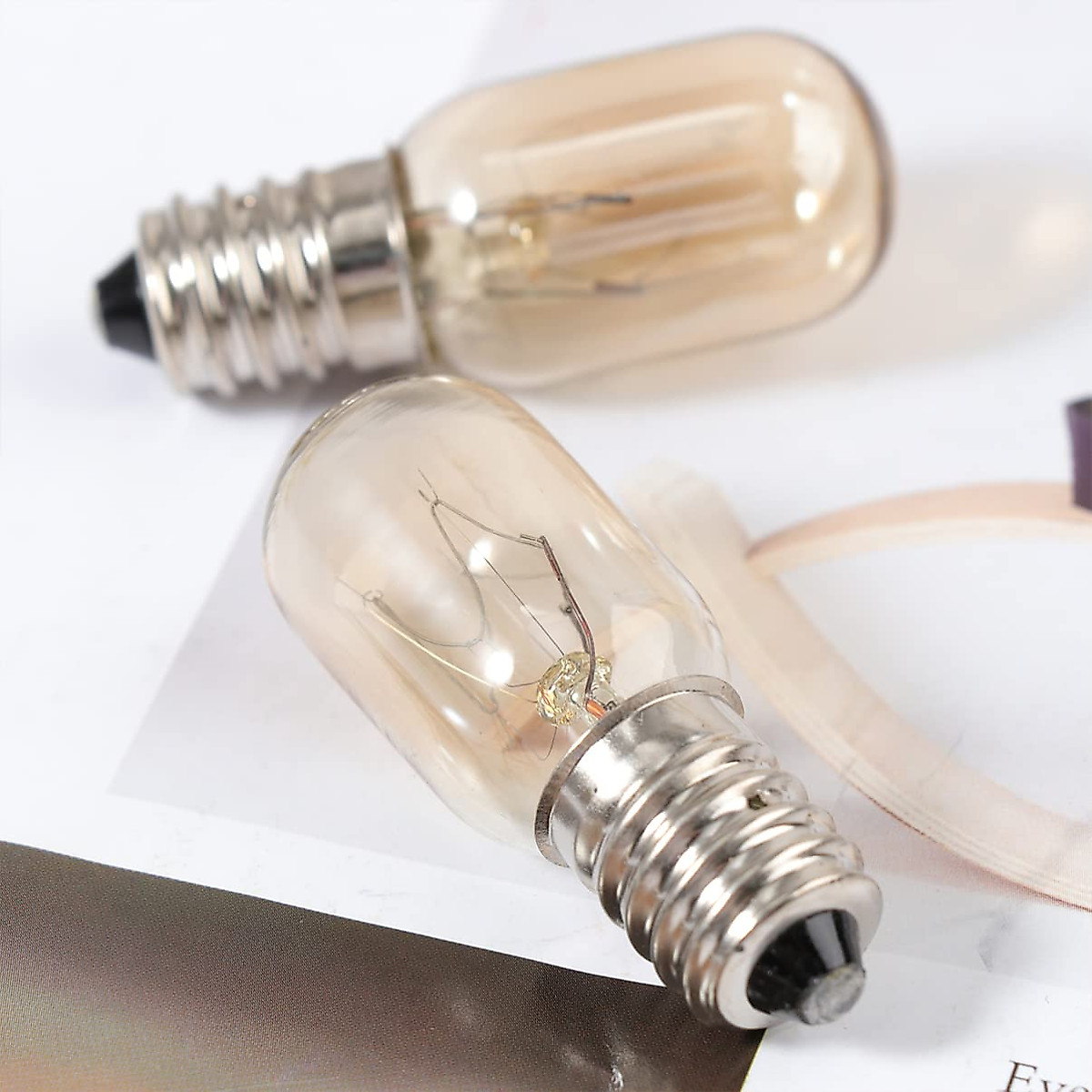 2PCS 25W E14 220-230v Oven Light Bulb Refrigerator Fridge Light Bulb Retro Tungsten Filament Lamp Bulbs Warm Yellow Light for Daily Use