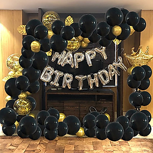 Muliooe Black Balloons Garland Kit, 80 pack 12 inch 5 inch black balloons different sizes pack Black Party Latex Balloon for birthday, wedding, graduation party decorations.…