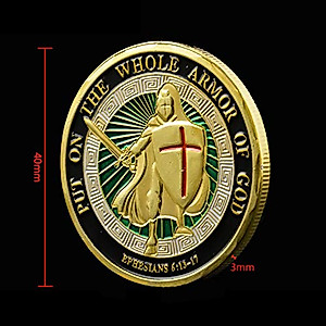 Put on The Whole Armor of God Challenge Coin Prayer Commemorative Coin - Antique Gold