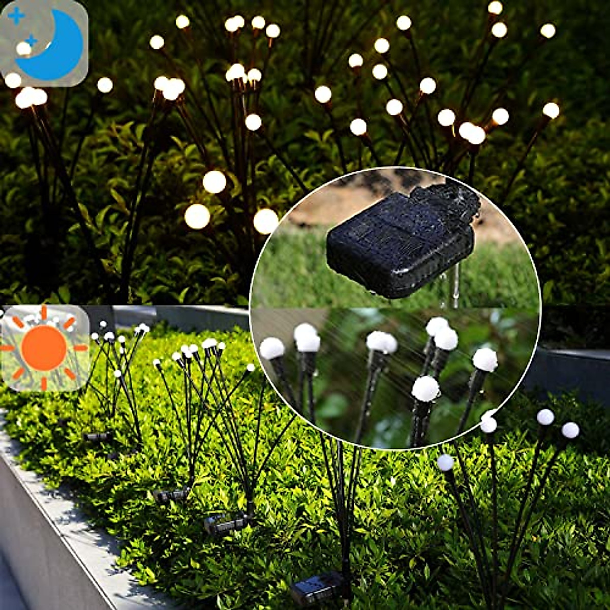 ZFNN Solar Garden Lights – 4 Pack 24 LEDs Solar Firefly Lights, Starburst Swaying Lights, Outdoor Waterproof Garden Decorations for Yard Patio Pathway Lawn Mother's Day Difts