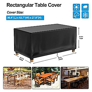 DUDSOEHO Patio Table Cover 100% Waterproof, 72x47x28 inch Outdoor Table Cover Rectangular, Patio Furniture Cover for Dinning Furniture, Picnic Coffee Tables Chairs and Sofas, Black