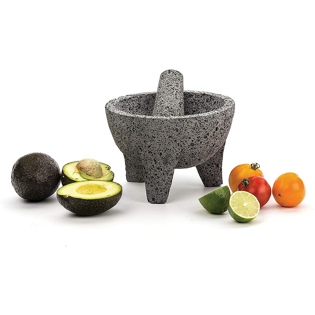 RSVP International Authentic Mexican Molcajete, 8.5" x 5", Natural Volcanic Stone