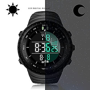PALADA Men's Digital Sports Watch Waterproof Tactical Watch with LED Backlight Watch for Men (Black)