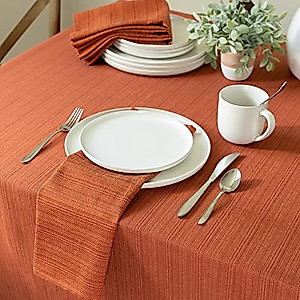 Benson Mills Textured Fabric Table Cloth, Fall, Harvest, and Thanksgiving Tablecloth (60" x 84" Rectangular, Bison/Rust/Burnt Orange)